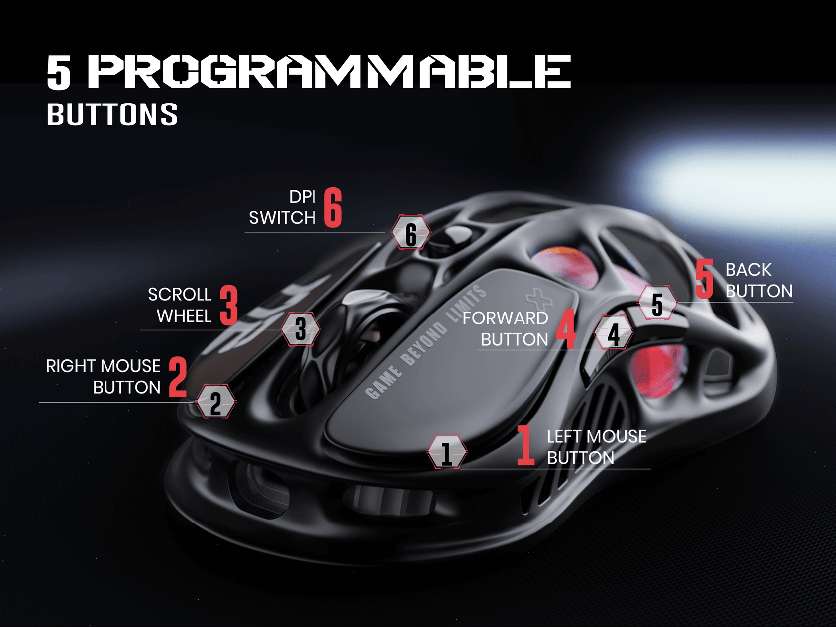 Mercury M2 Wireless Gaming Mouse - Stealth Black｜GravaStar